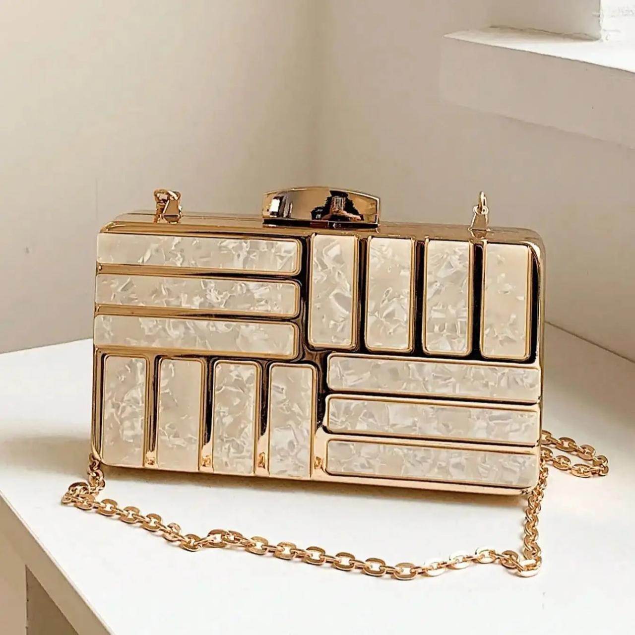 gold structured clutch